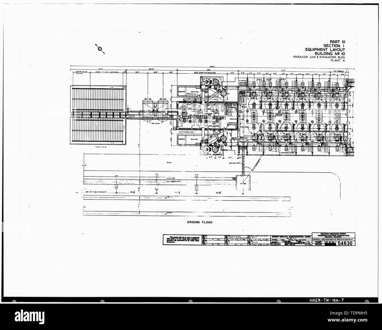 Photograph of a line drawing. 'PART III, SECTION 1, EQUIPMENT LAYOUT ...