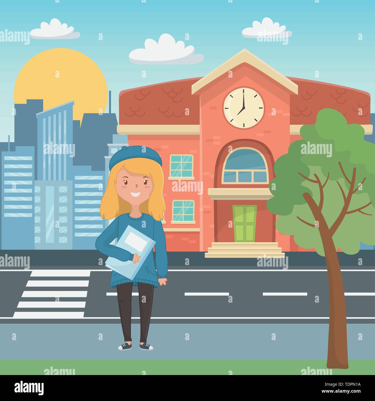 Girl cartoon design, School education learning knowledge study and ...