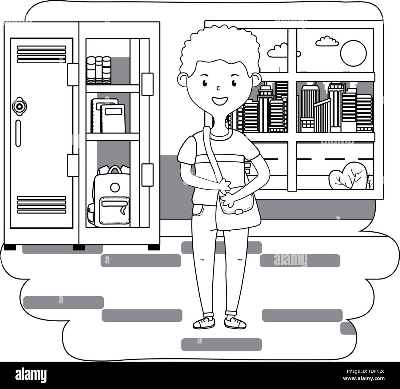 Boy cartoon design, School education learning knowledge study and class ...