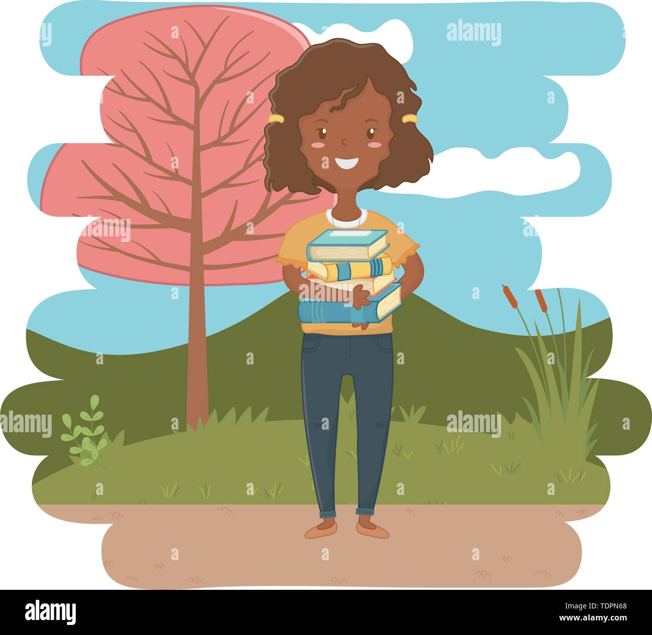 Girl cartoon design, School education learning knowledge study and ...