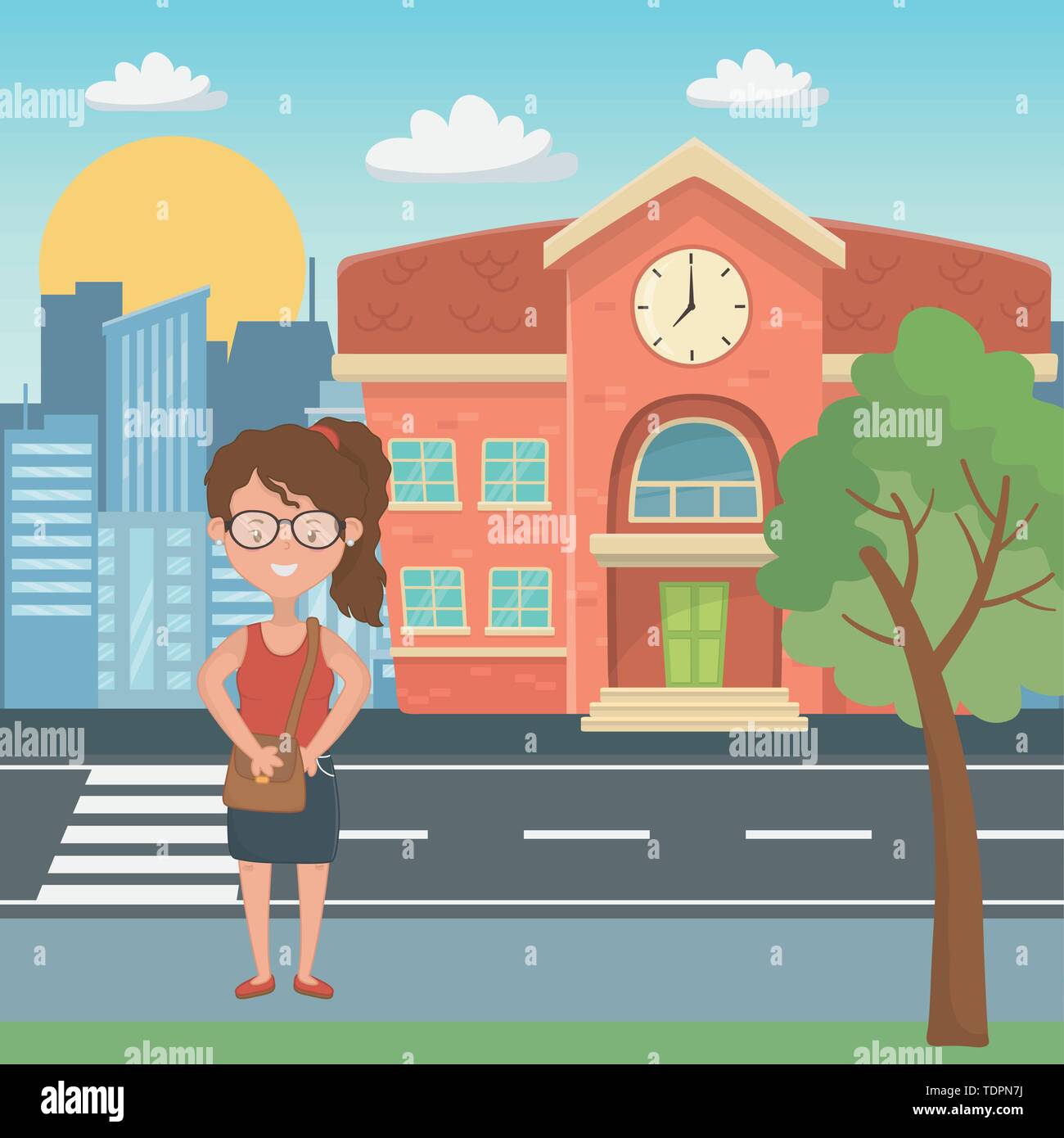 Girl cartoon design, School education learning knowledge study and ...