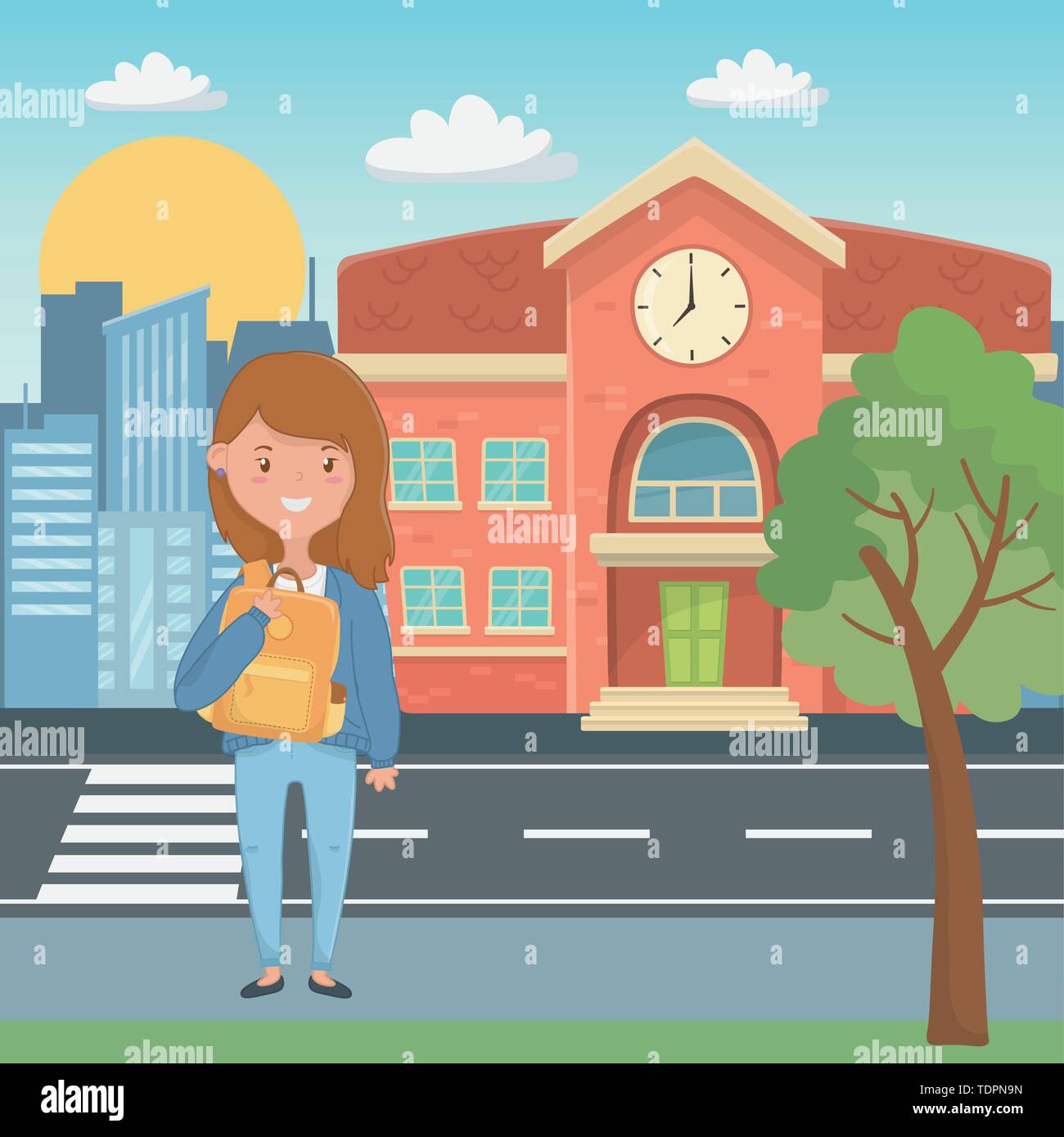 Girl cartoon design, School education learning knowledge study and ...