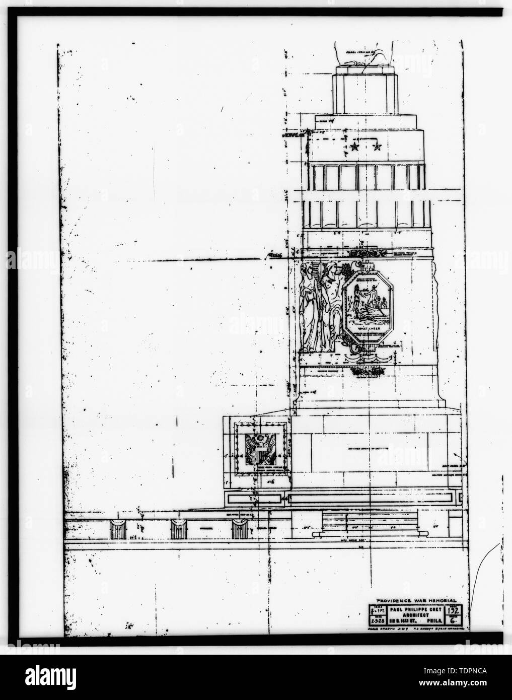 Photograph of original drawing of monument courtesy of H2L2 Architects ...