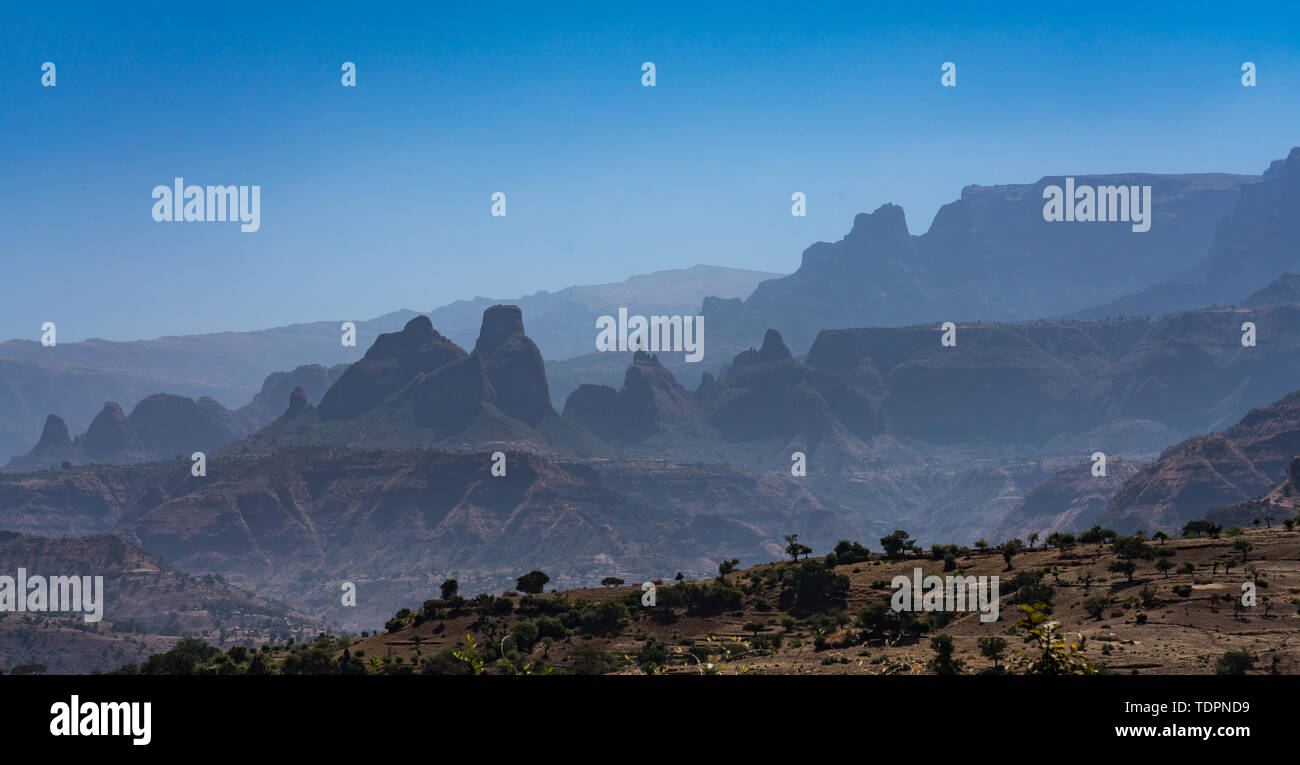 Landscape view of the Simien Mountains National Park in Northern ...
