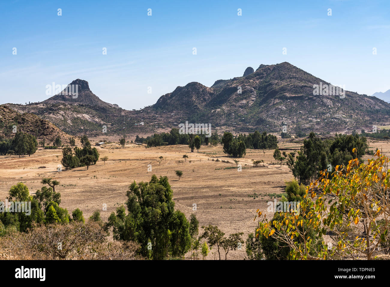 Landscape around the Ruins of the Yeha temple in Yeha, Ethiopia Stock ...