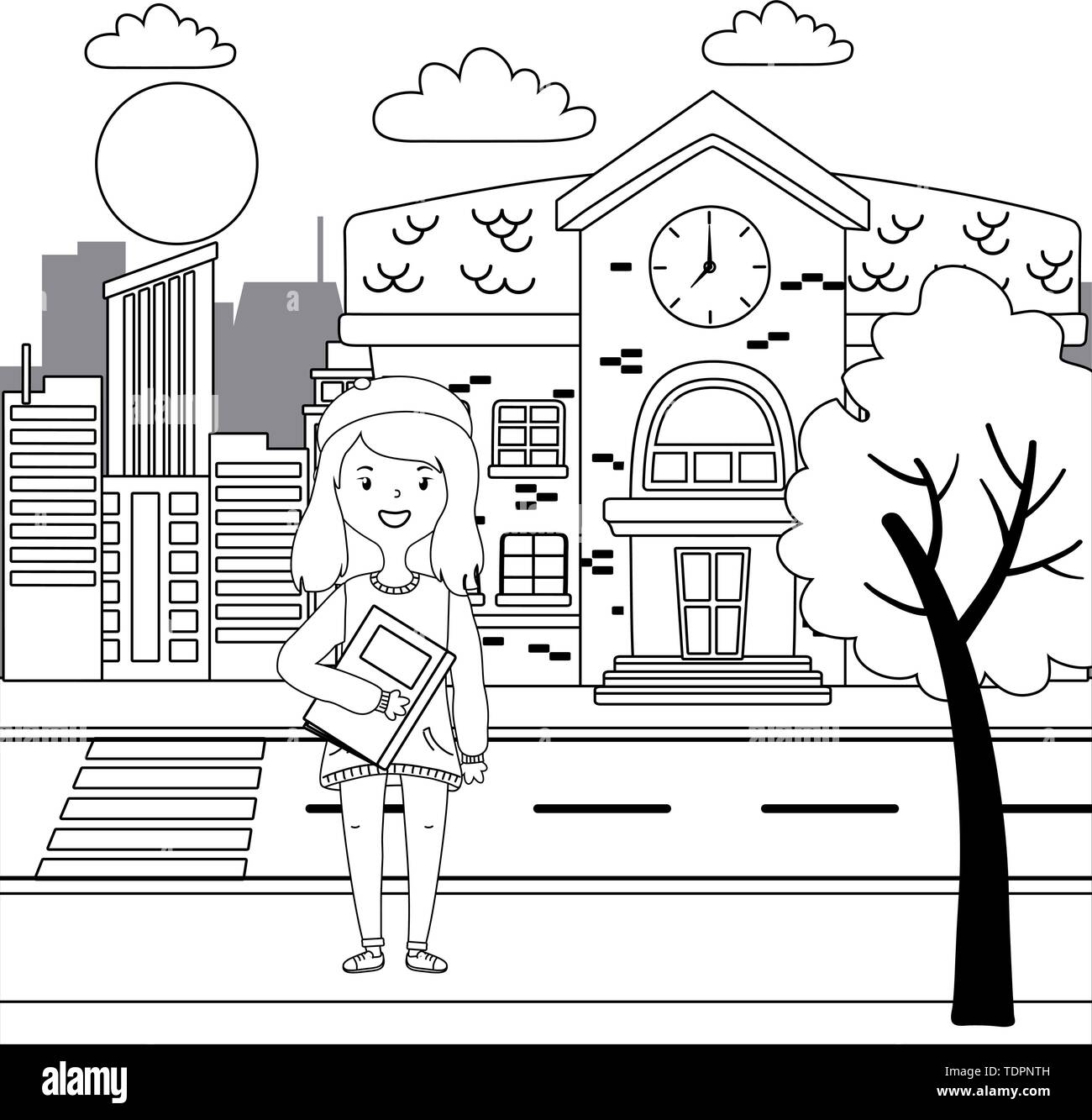 Girl cartoon design, School education learning knowledge study and ...