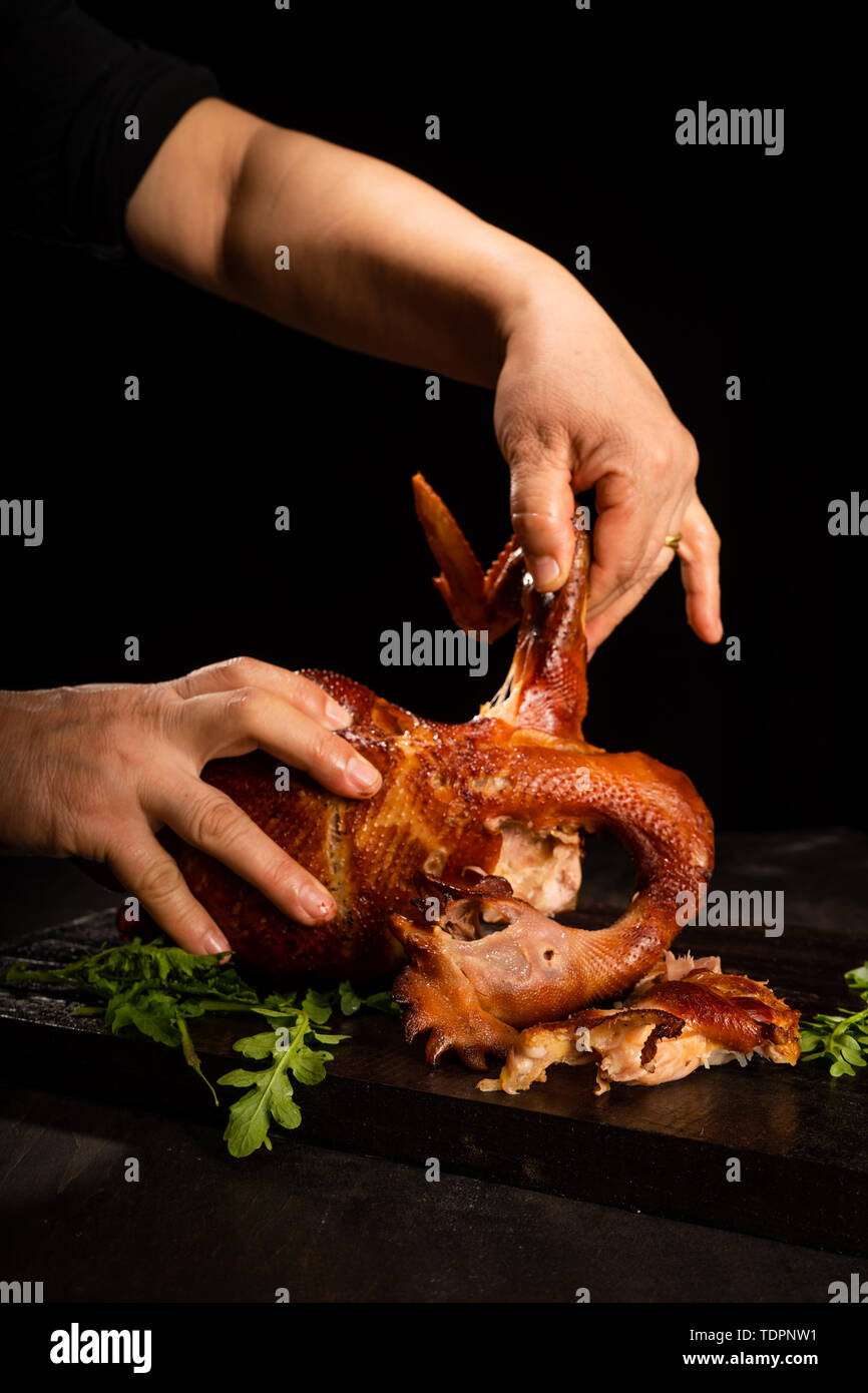 Northeast characteristic traditional hand-torn pickpocket chicken Stock ...