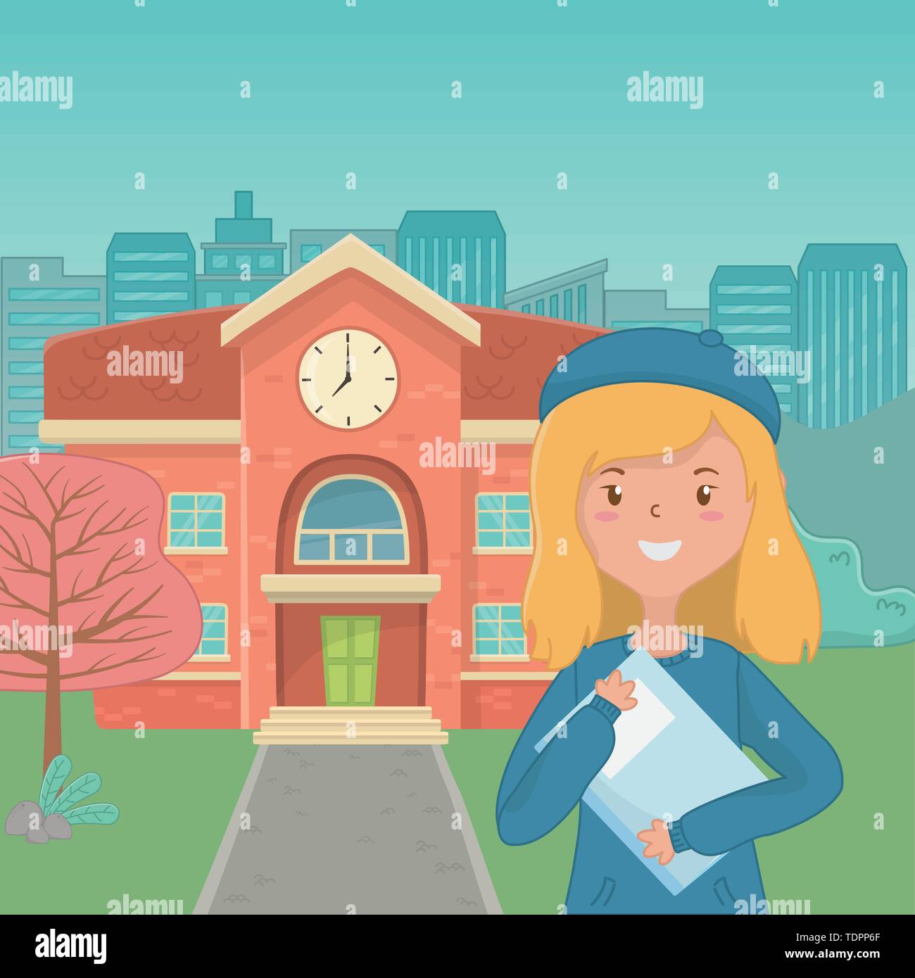 Girl cartoon design, School education learning knowledge study and ...