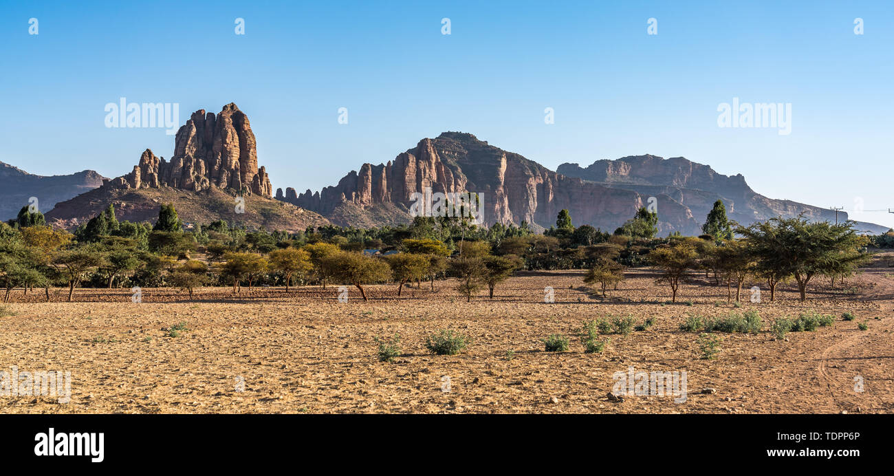 Landscape in Gheralta near Abraha Asbaha in Northern Ethiopia, Africa ...