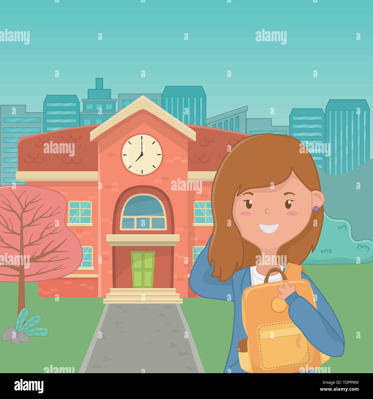 Girl cartoon design, School education learning knowledge study and ...