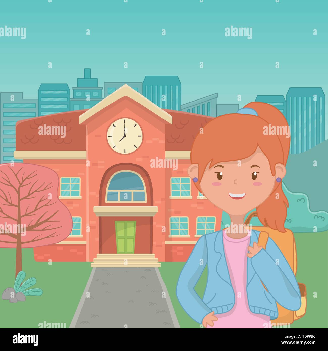 Girl cartoon design, School education learning knowledge study and ...