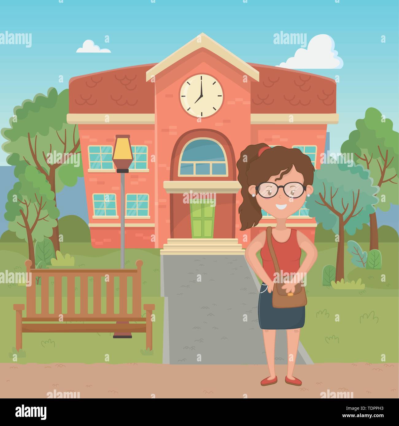 Girl cartoon design, School education learning knowledge study and ...