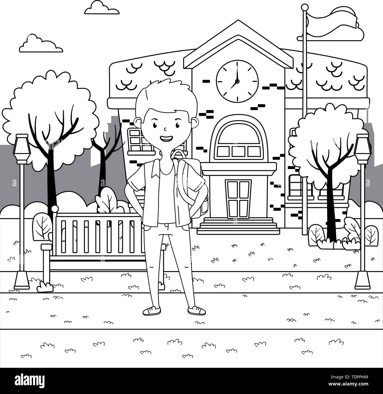 Boy cartoon design, School education learning knowledge study and class ...