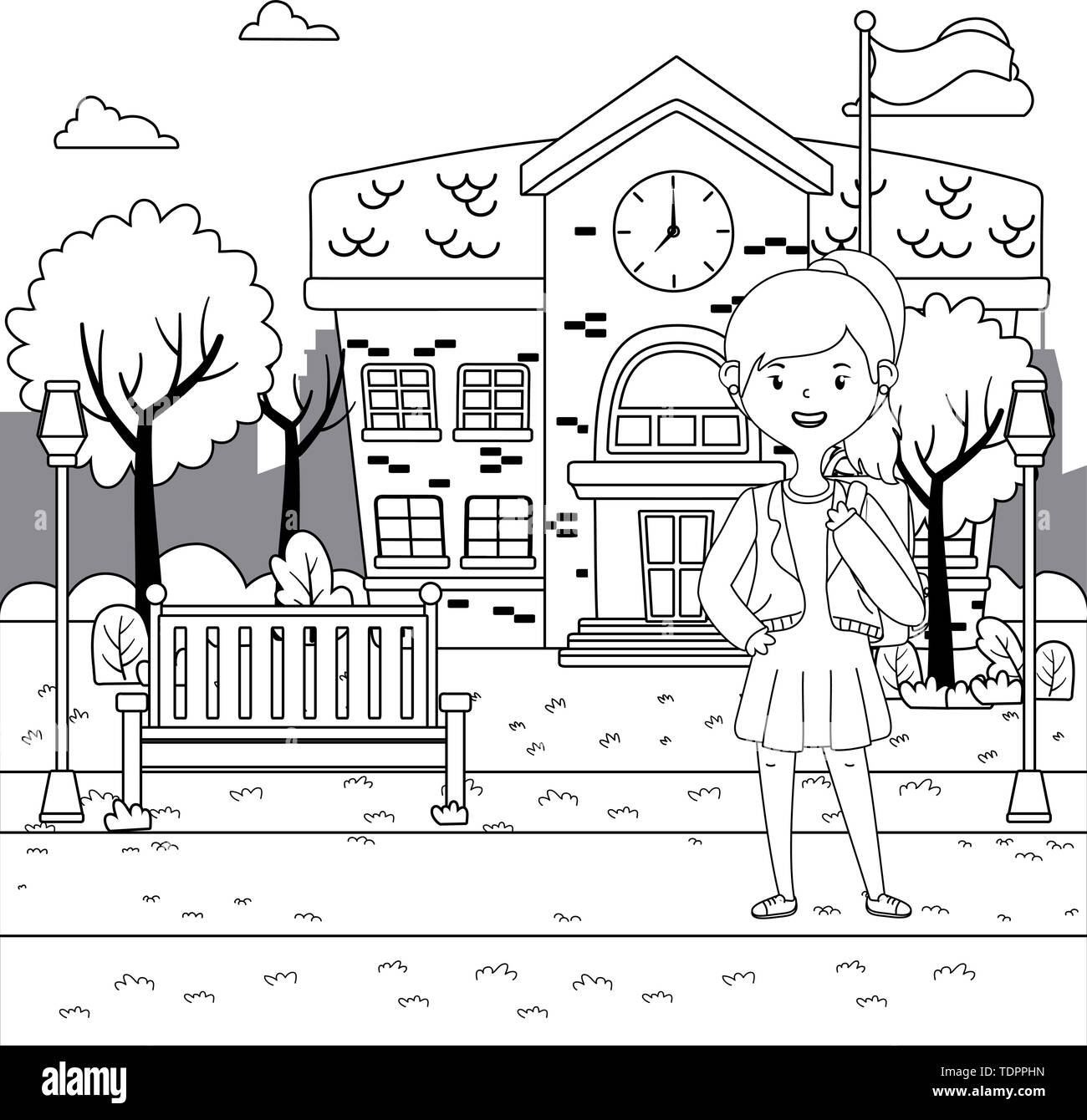 Girl cartoon design, School education learning knowledge study and ...