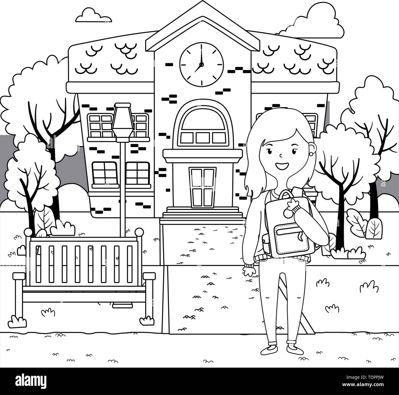 Girl cartoon design, School education learning knowledge study and ...