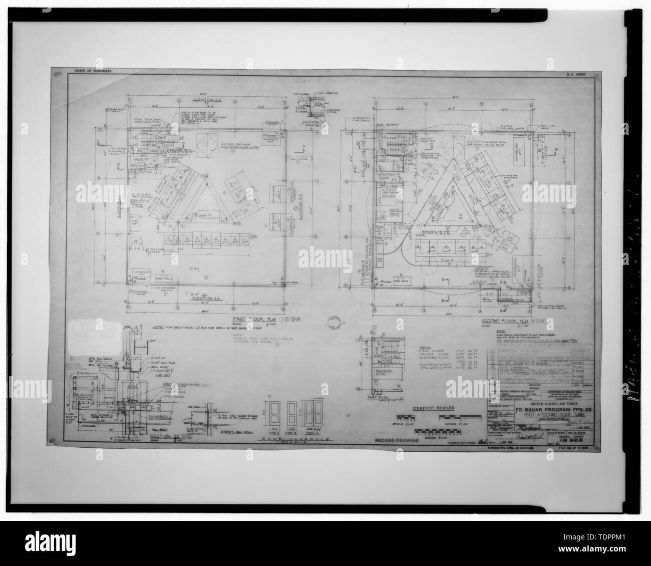 Photographic copy of original construction drawing, First and Second ...
