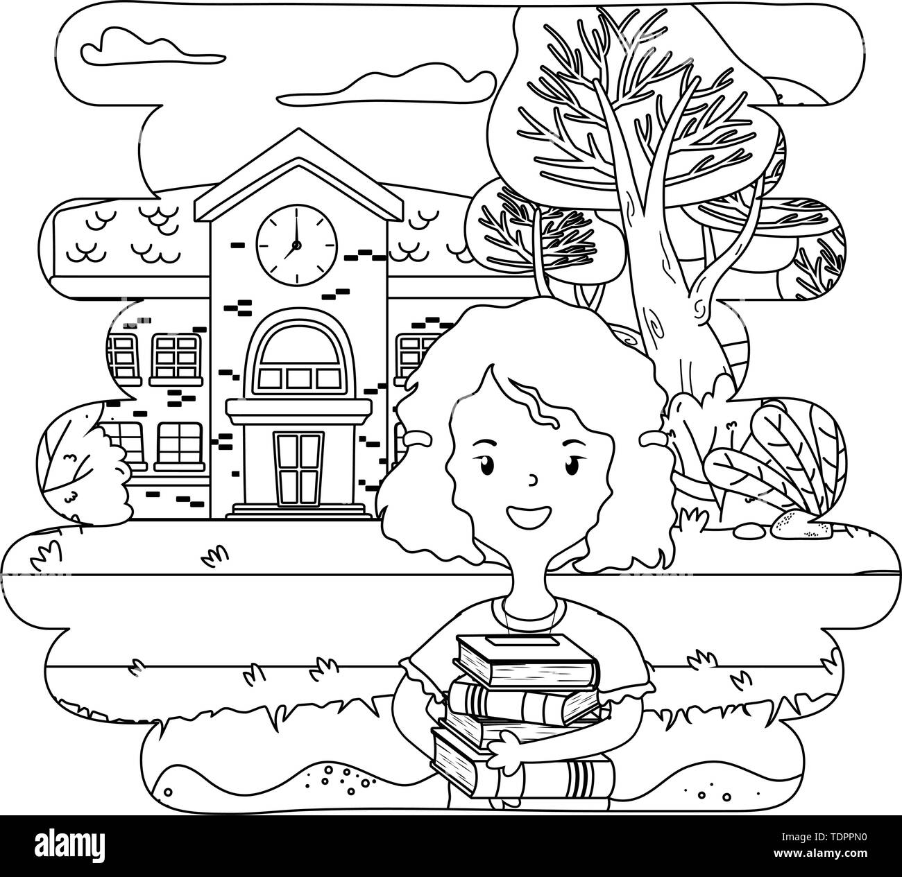 Girl cartoon design, School education learning knowledge study and ...