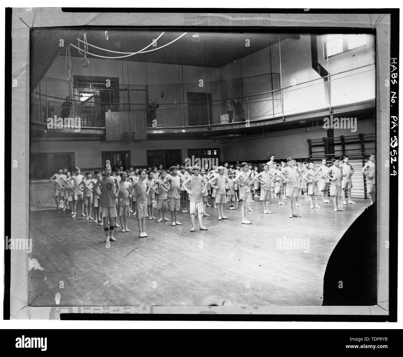 Physical fitness class, circa 1945 GYMNASIUM AND BALCONY TRACK - Young ...