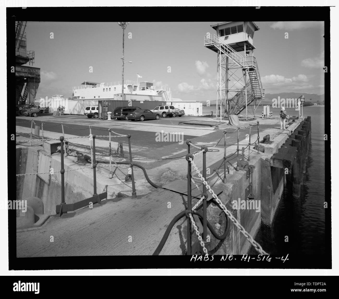 Pier GD-3, view of top of deck and fender edge, GD-4 beyond, taken from ...