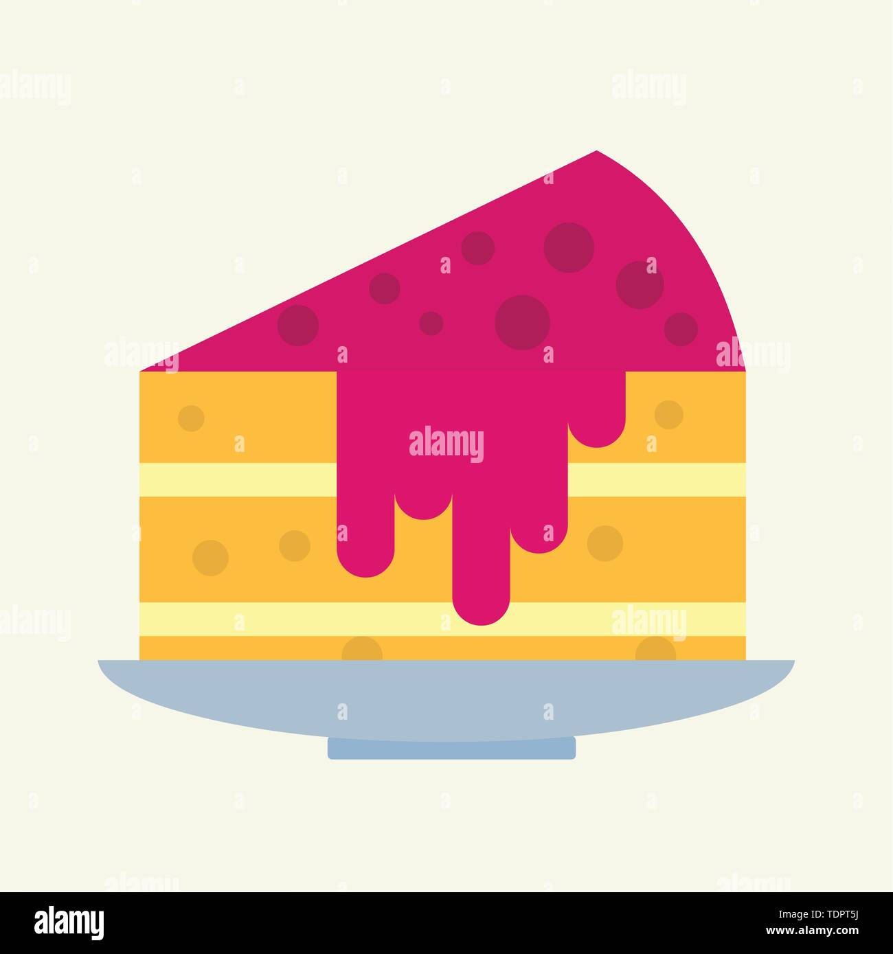 Slice of cake with icing fruit Stock Vector Images - Alamy