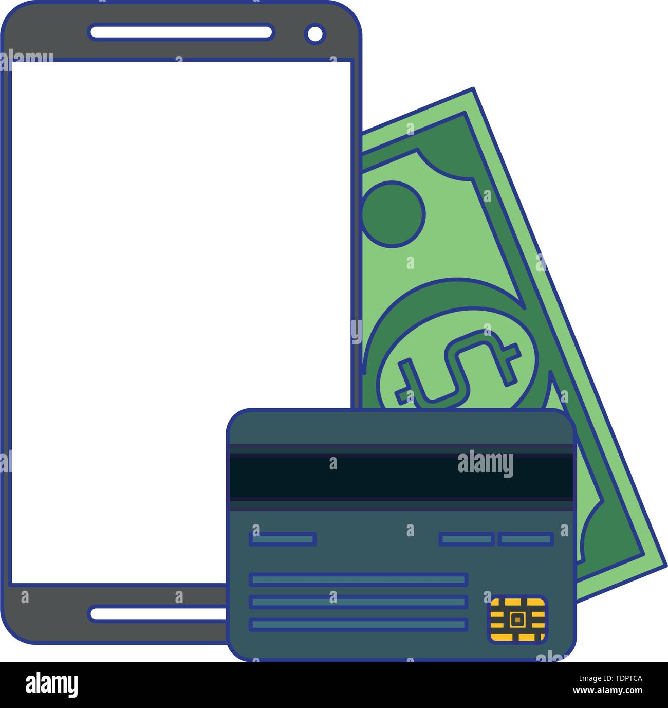 Online shopping and electronic payment blue lines Stock Vector Image ...