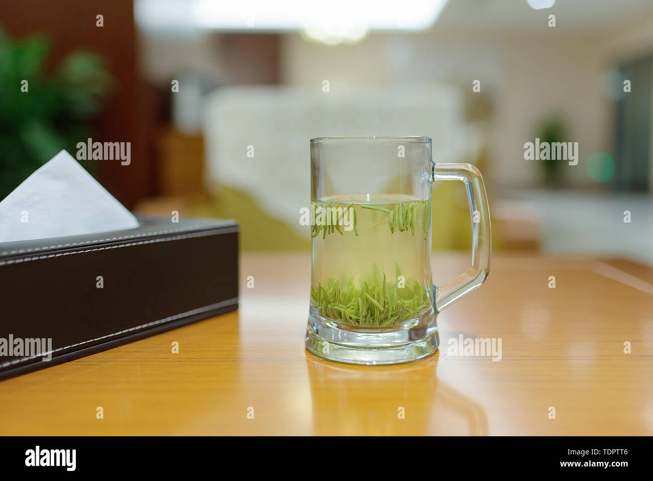 Tea House Advertising Green Tea Bamboo Leaf Green Stock Photo - Alamy