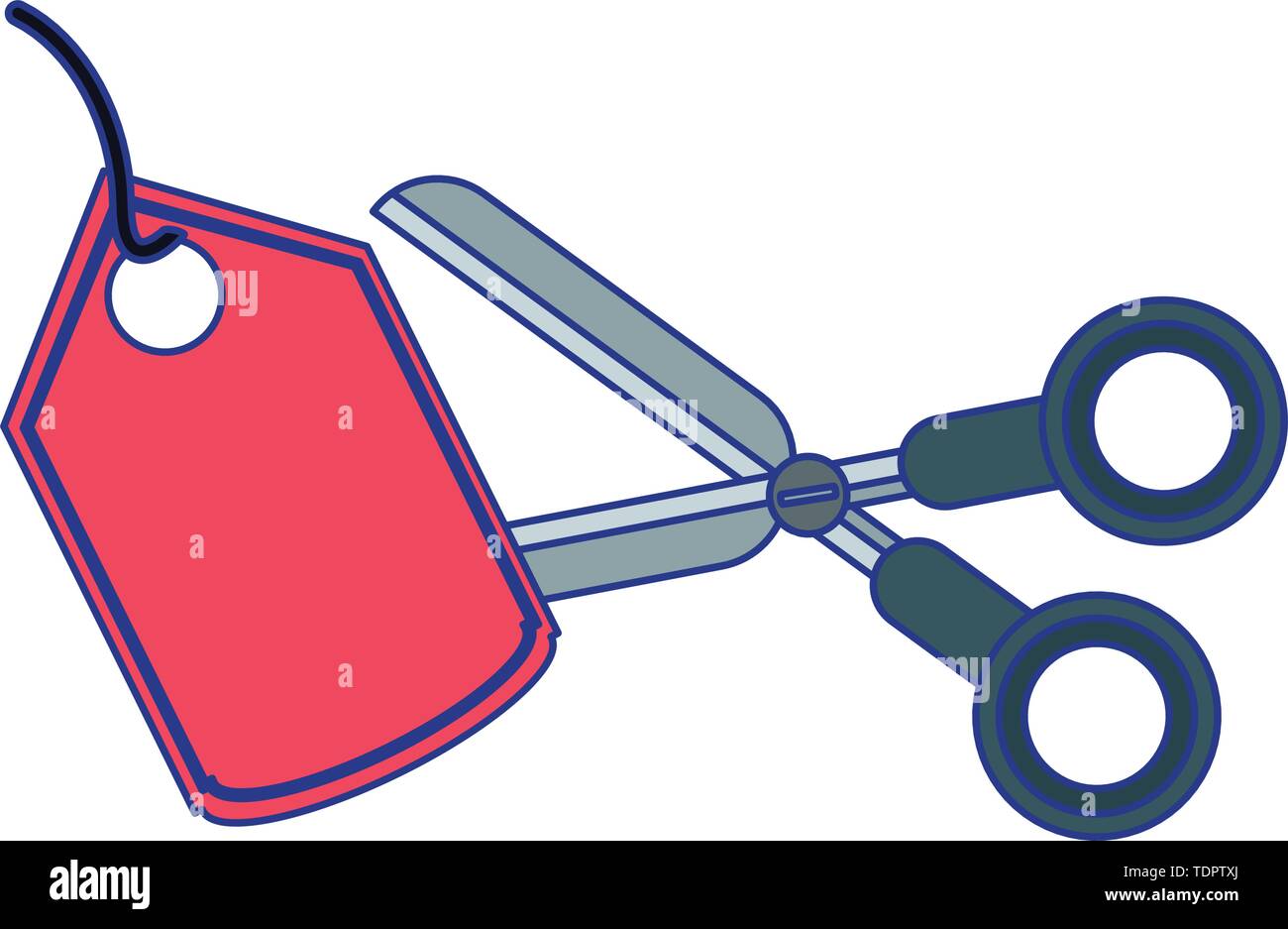 Scissor cutting shopping label isolated blue lines Stock Vector Image ...