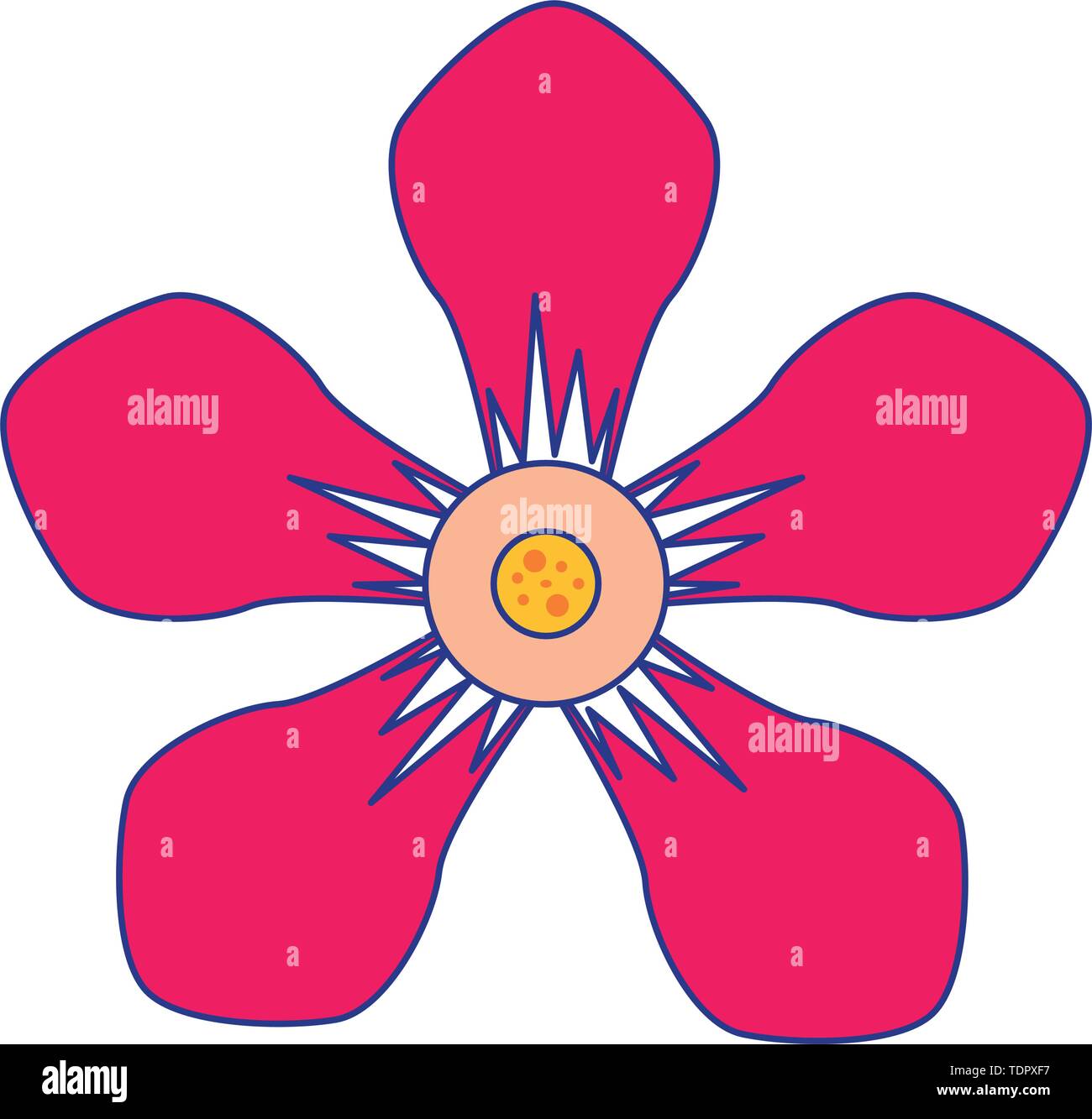 Beautiful flowers petals symbol cartoon blue lines Stock Vector Image ...