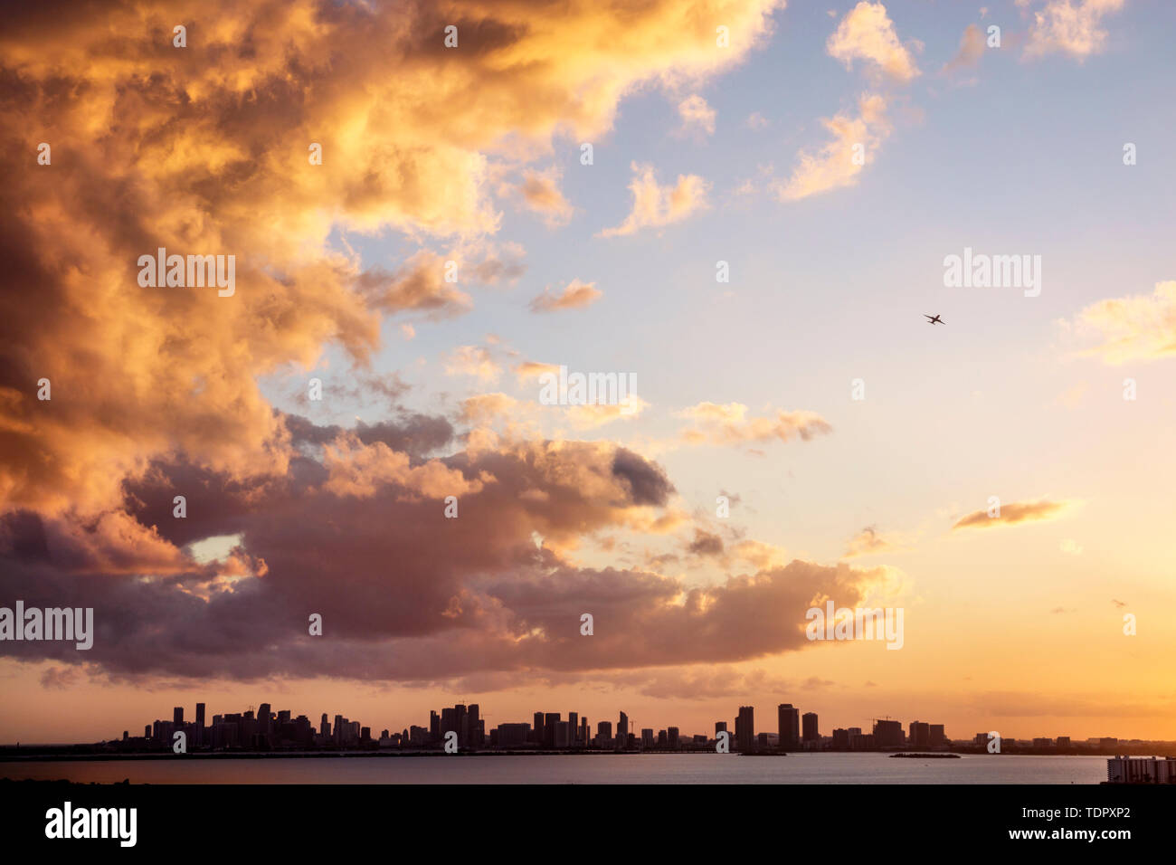 Miami Florida,Biscayne Bay,downtown city skyline,high rise skyscraper ...