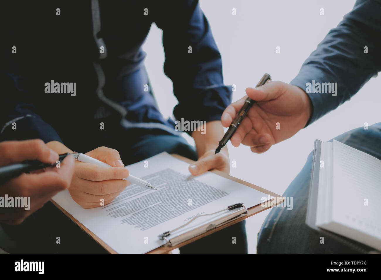 financial adviser discussing with investor. business people have a ...