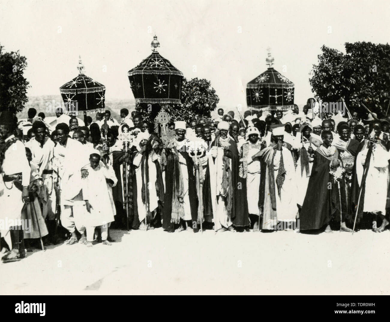 Christian African Rastafari religious procession, Ethiopia 1930s Stock ...