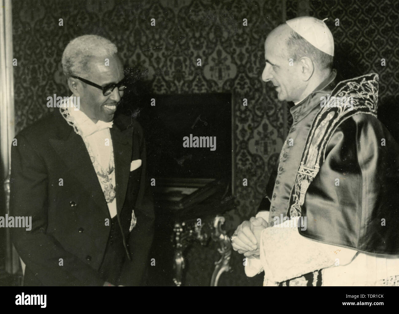Pope Paul VI receives an unidentified character, Vatican City 1950s ...