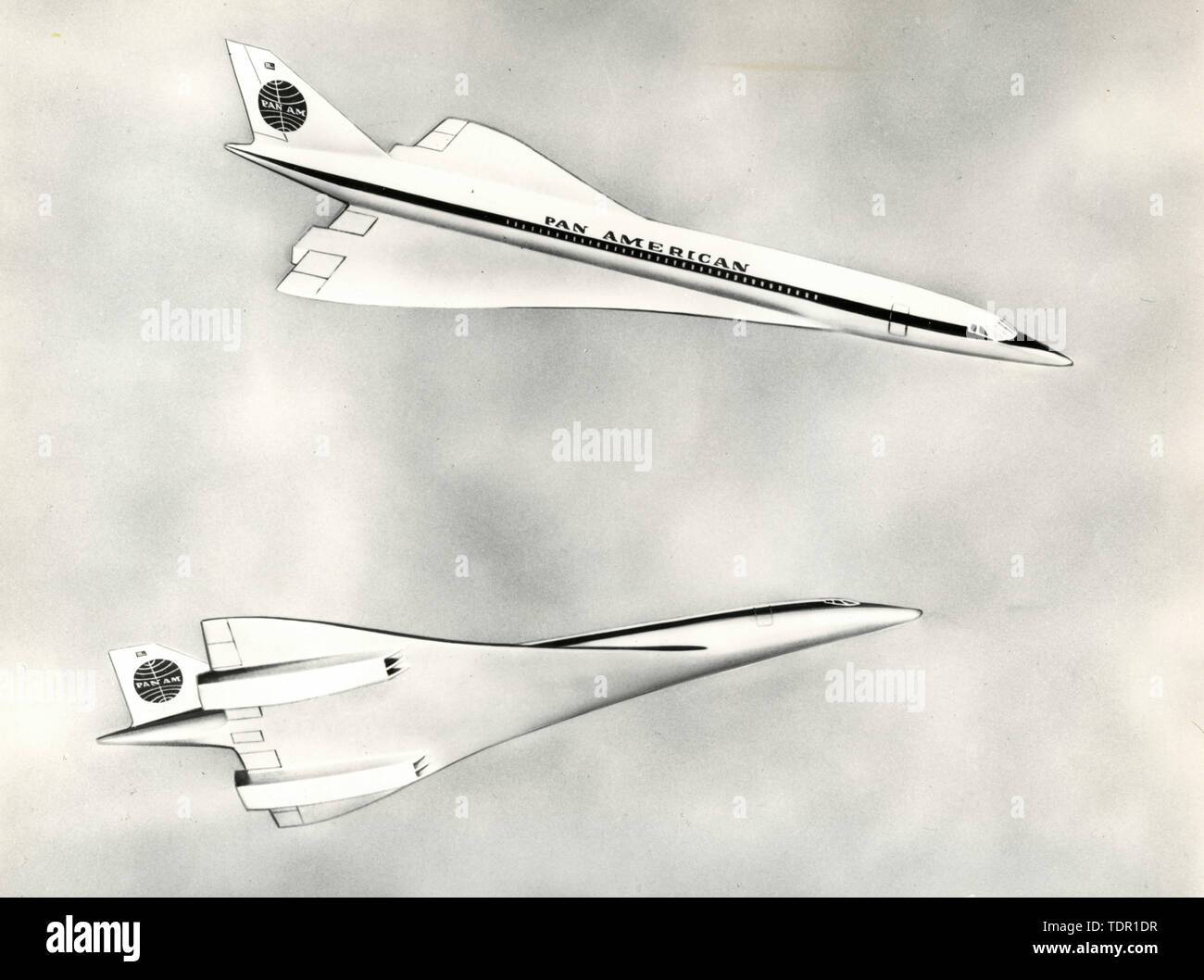 Concorde aircraft Pan American, artistic rendering 1970s Stock Photo ...