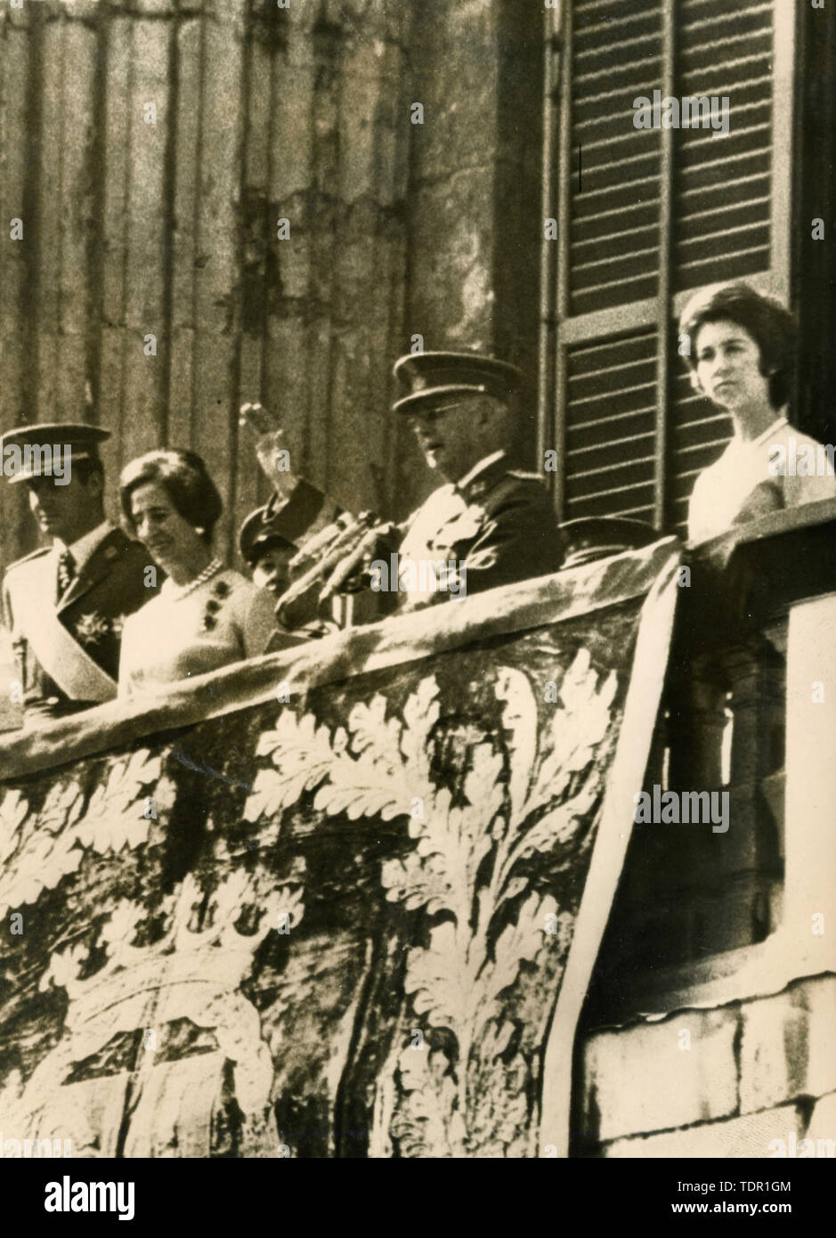 Spanish dictator Francisco Franco outside the balcony, Madrid 1971 ...