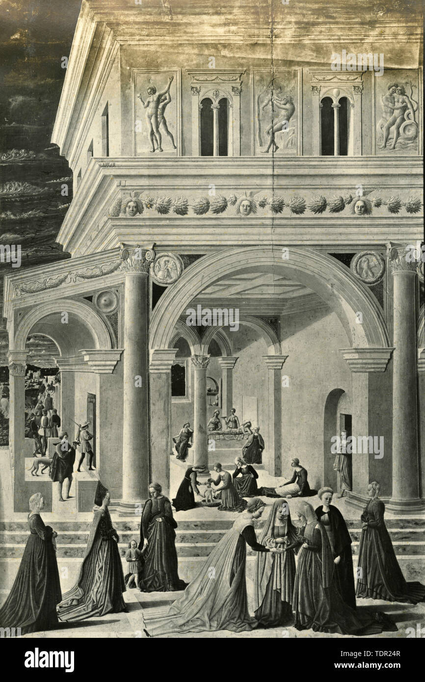 The Birth of the Virgin, painting attributed to Fra Carnevale da Urbino ...