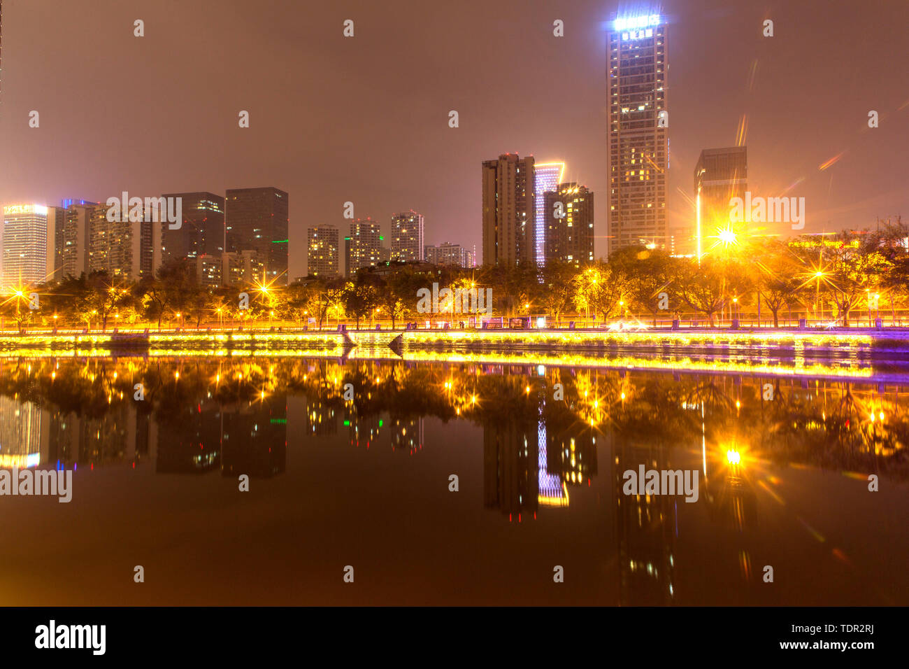Night View of Nine Eye Bridge in Chengdu Stock Photo - Alamy
