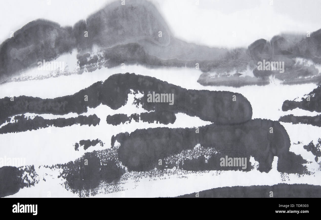Abstract landscape ink background Stock Photo - Alamy