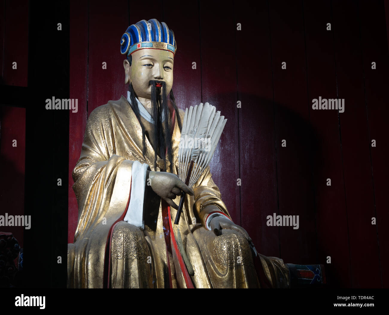 The statue of Zhuge Liang in the Wuhou Temple in Chengdu Stock Photo ...