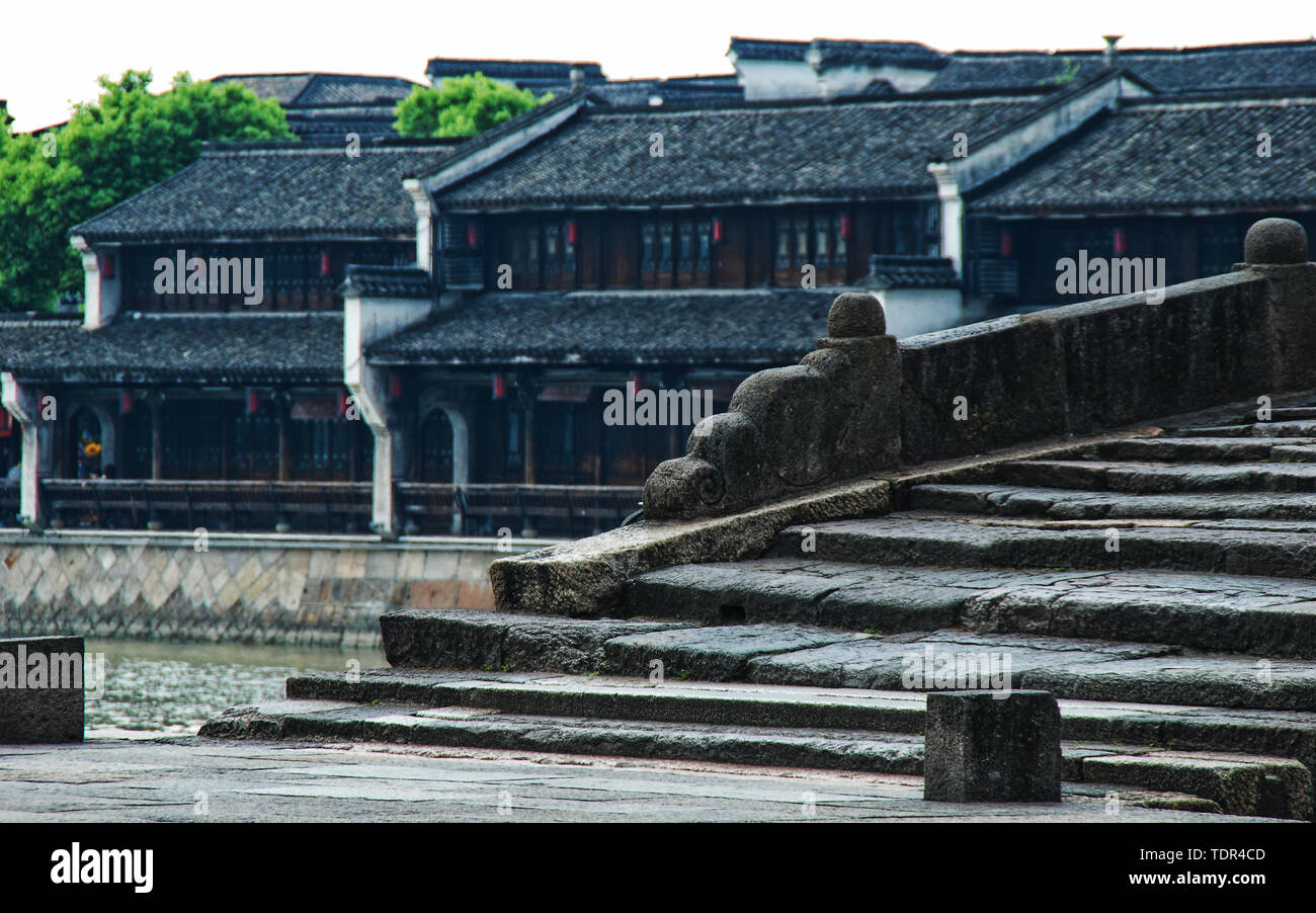 Ancient town and bridge Stock Photo - Alamy