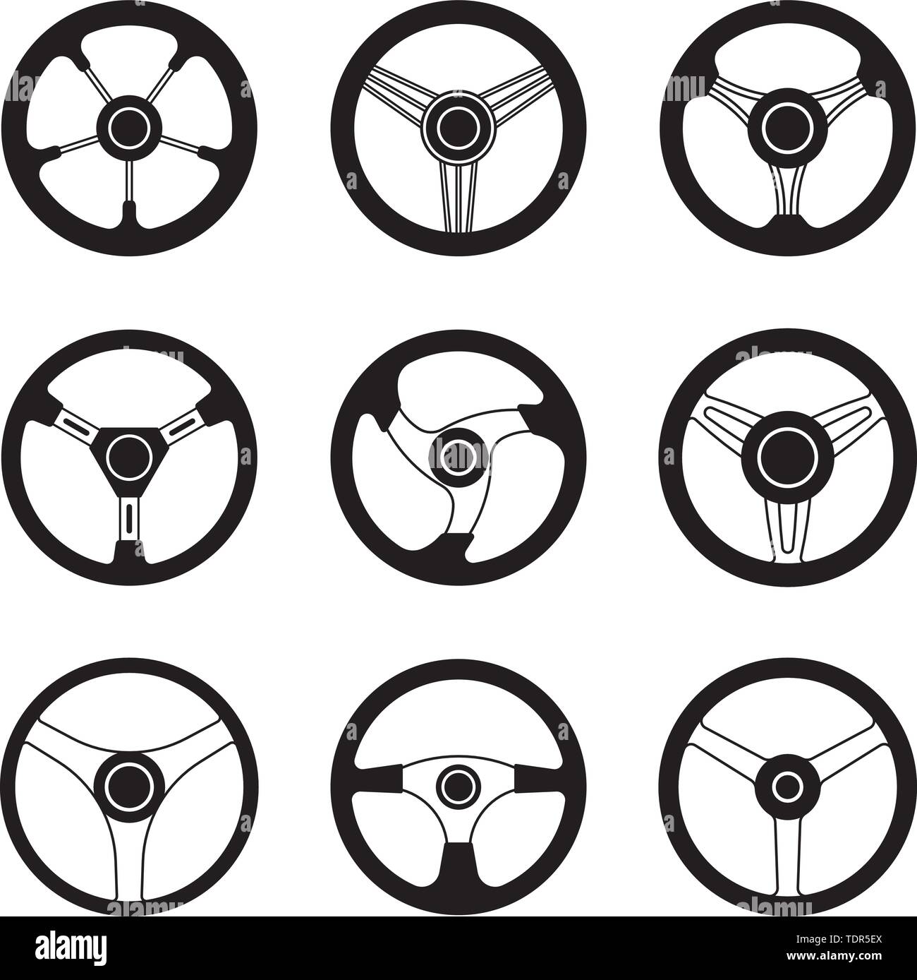 Set of boat steering wheels. Flat icon. Vector illustration Stock ...