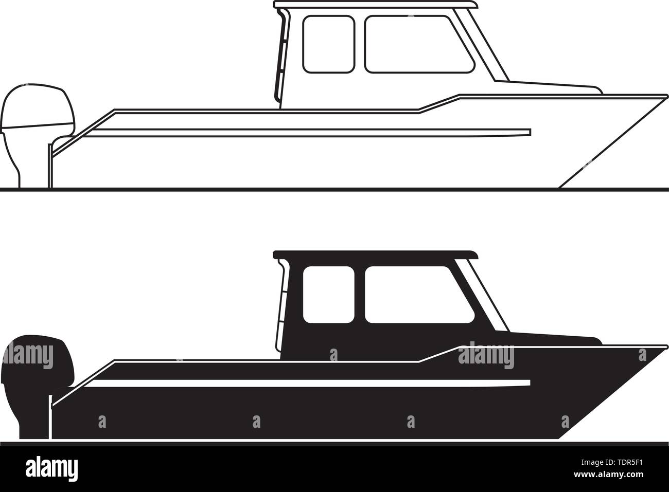 Silhouette of motor boat hi-res stock photography and images - Alamy
