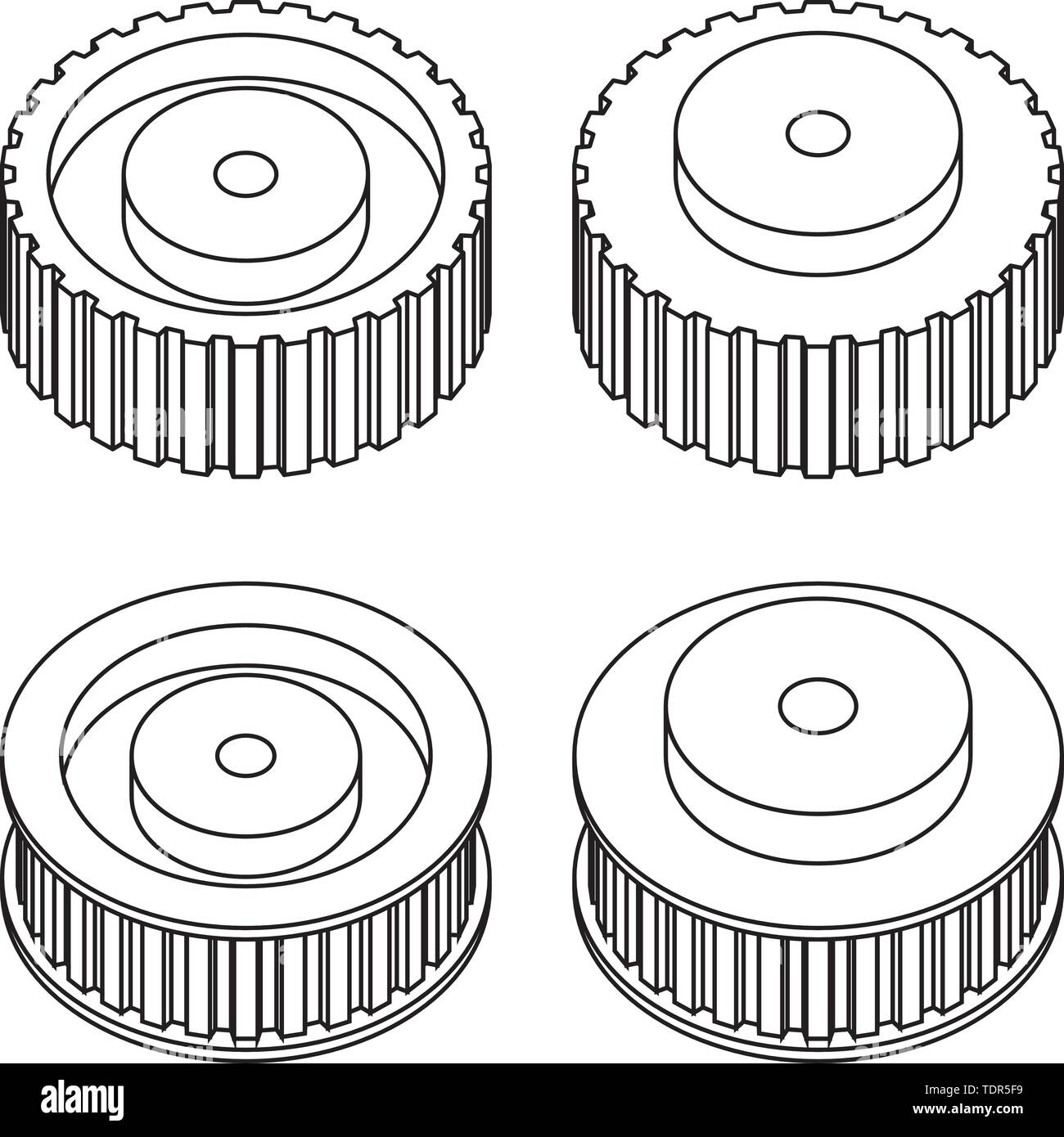 Timing pulley. Machine parts. isometric view. Vector illustration Stock ...