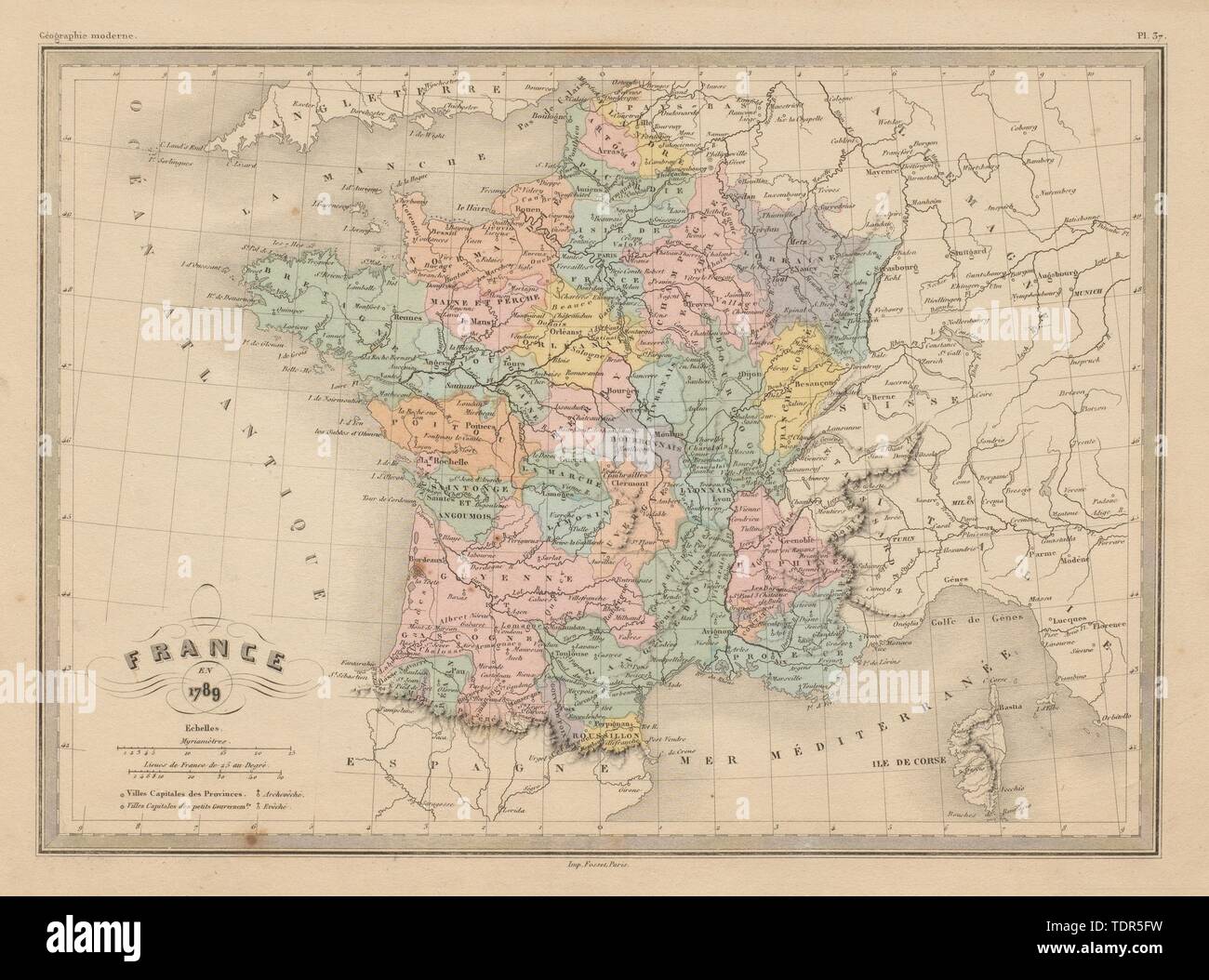 Map of france 1789 hi-res stock photography and images - Alamy