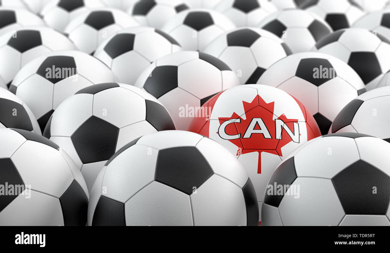 Soccer ball in Canada national colors - 3D Rendering Stock Photo - Alamy