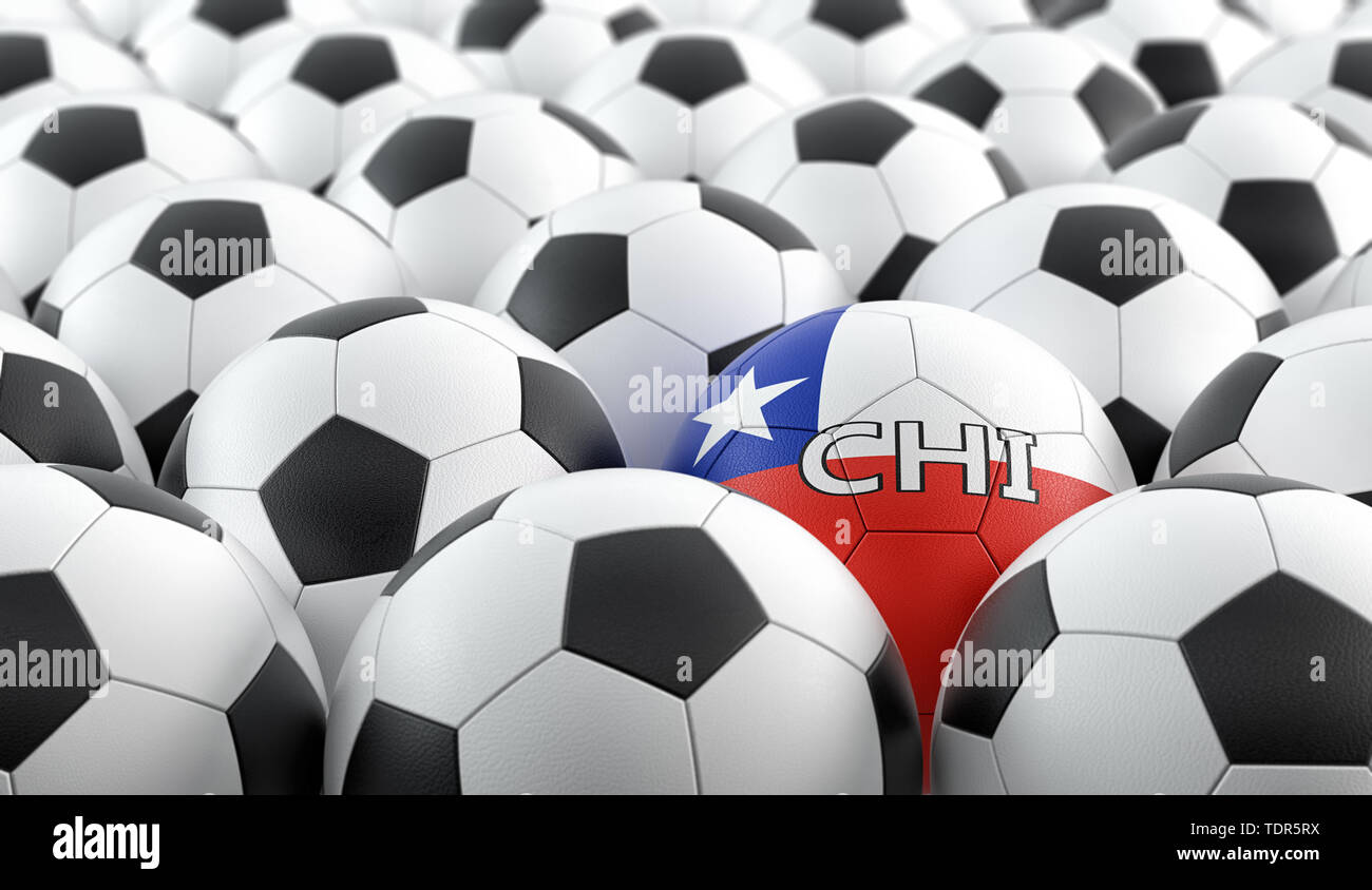 3d soccer ball with chile team flag hi-res stock photography and images ...