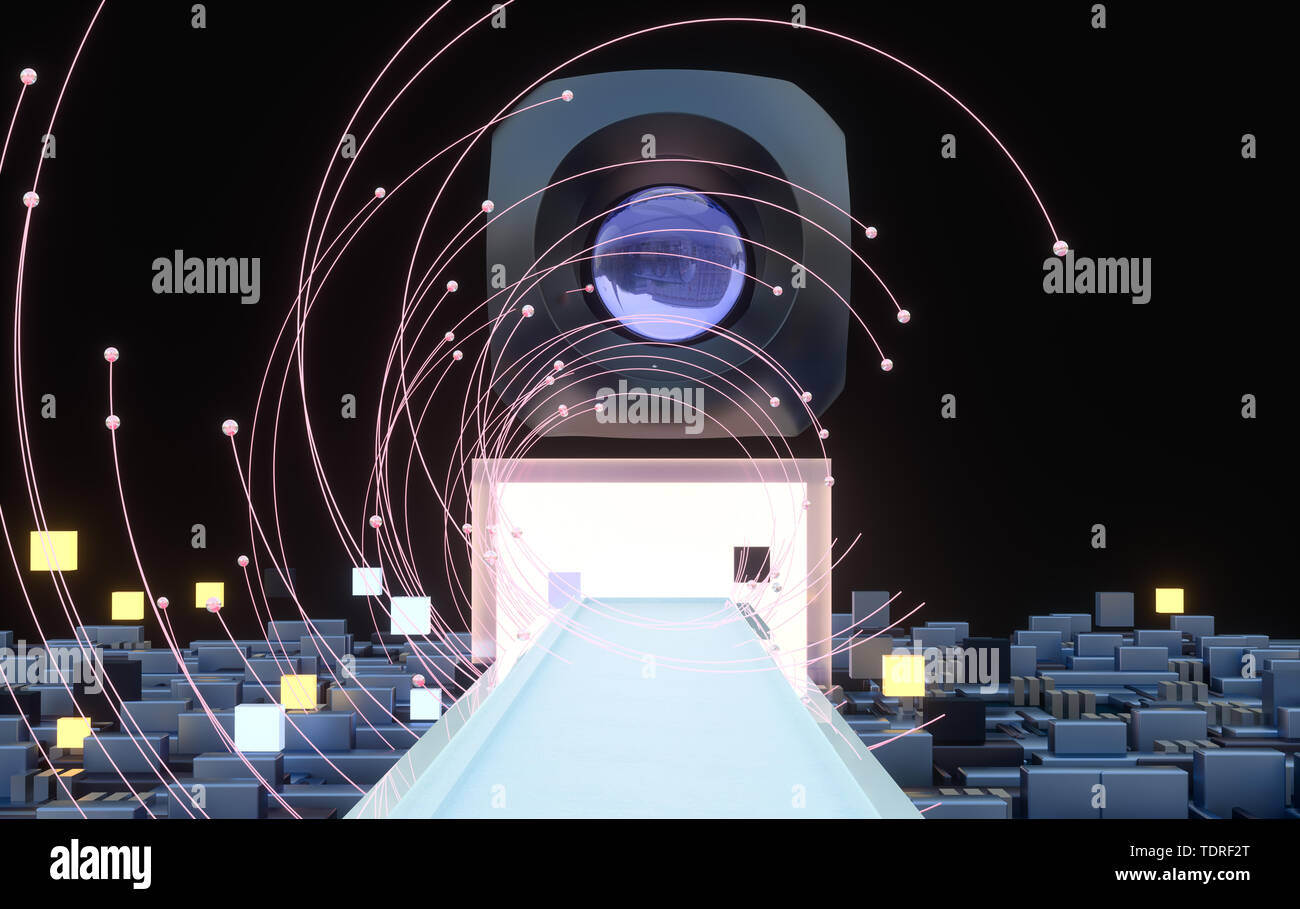 Three-dimensional rendering, technology sense square world Stock Photo ...