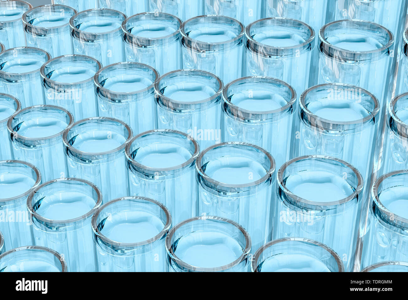 Blue translucent liquid test tube, three-dimensional rendering Stock ...
