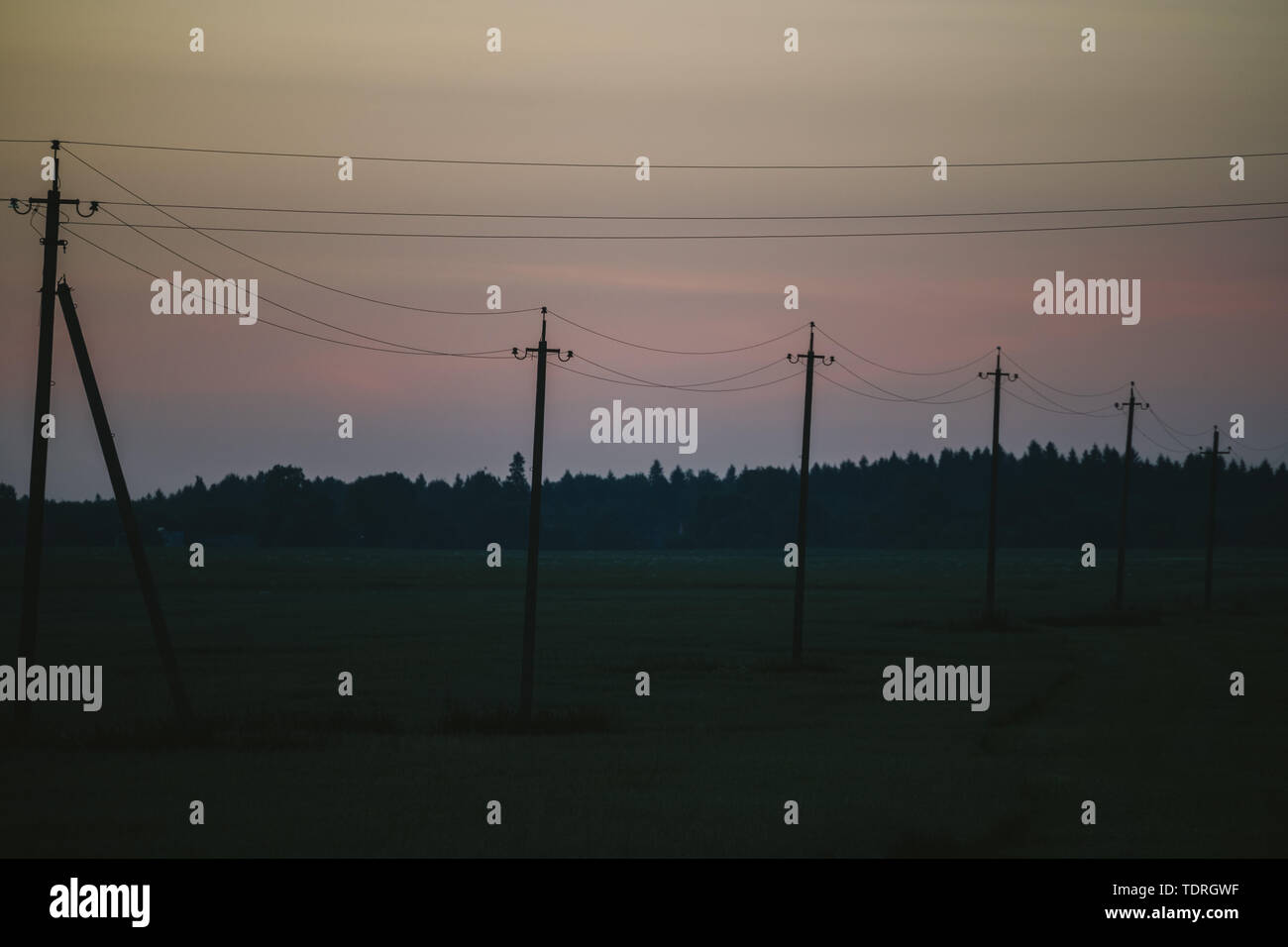 electric support in the field in the evening Stock Photo - Alamy