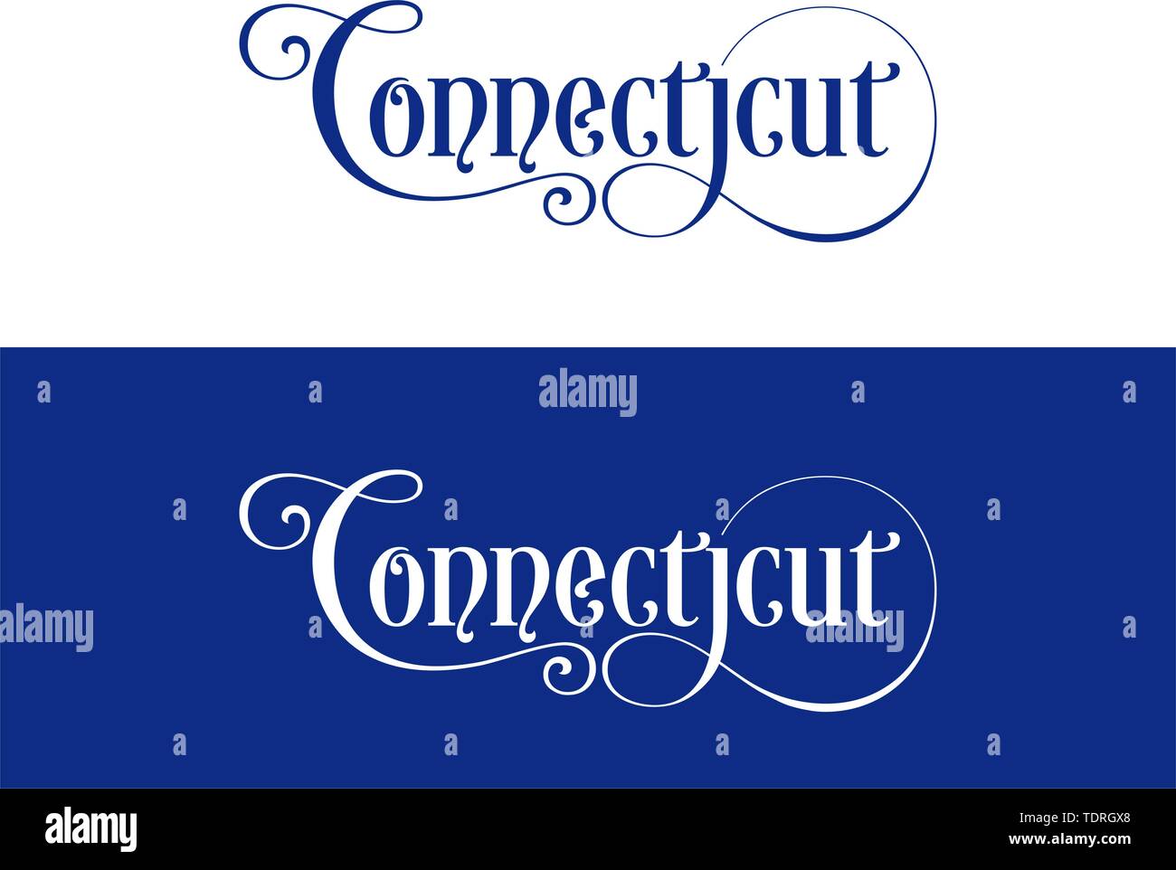 Typography of The USA Connecticut States Handwritten Illustration on ...