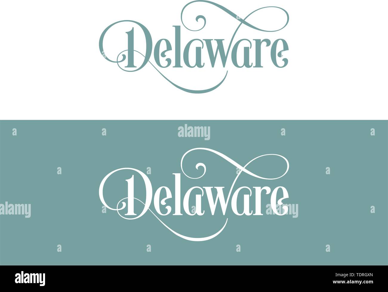 Typography Of The Usa Delaware States Handwritten Illustration On